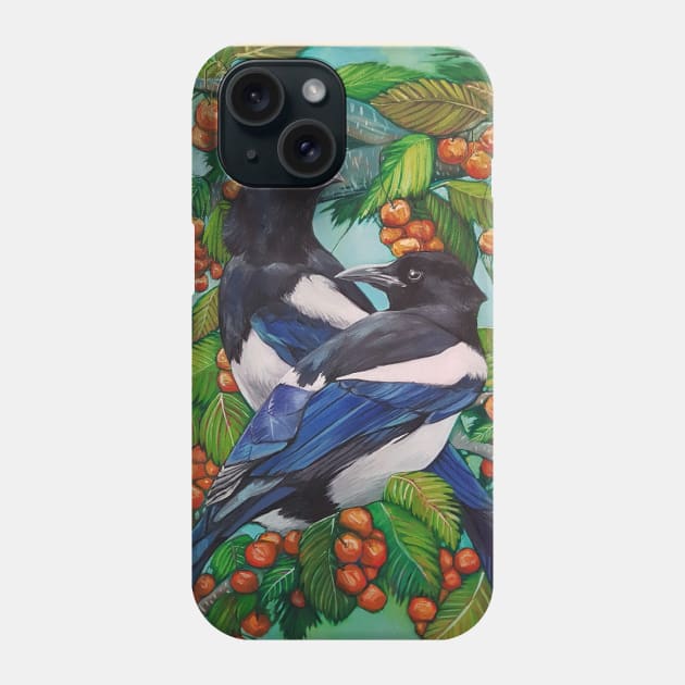 Magpie covid cherry tree birds - Magpie - Phone Case | TeePublic