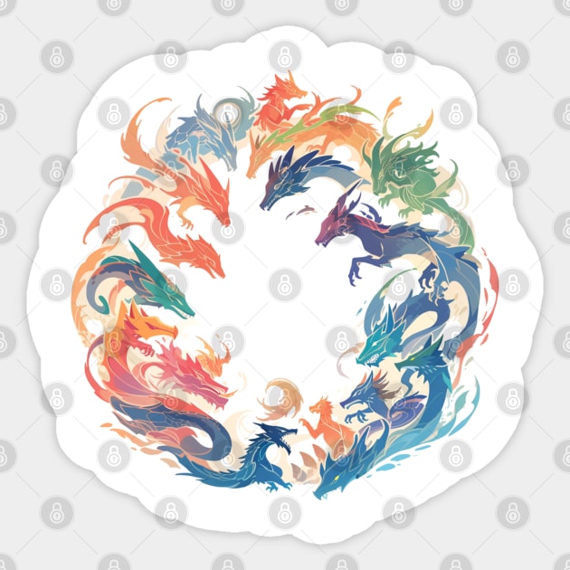 Dragon circle - Dragon - Sticker | TeePublic