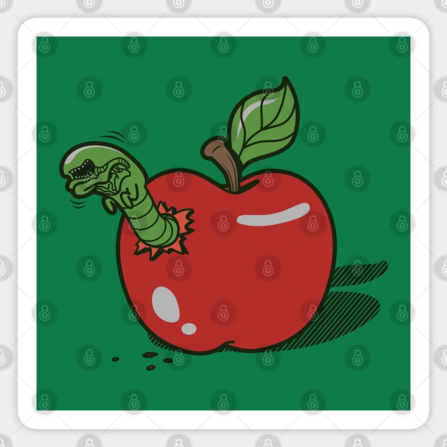 Funny Cute Alien Chestburster Worm Apple Cartoon - Funny - Sticker ...