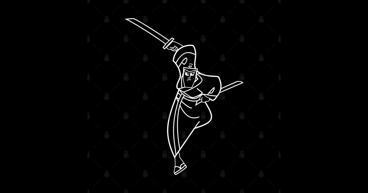 Samurai Jack (line art) - Samurai Jack - Sticker | TeePublic