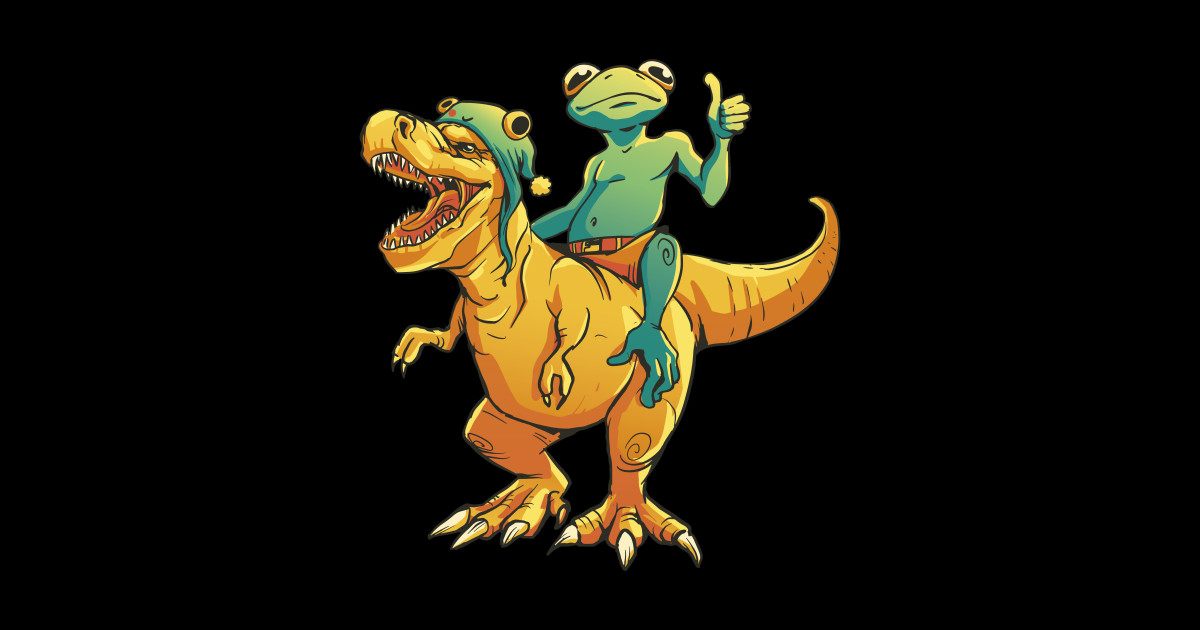 Awesome Funny Frog Riding T Rex Dinosaur - Dinosaur Gift - Sticker ...