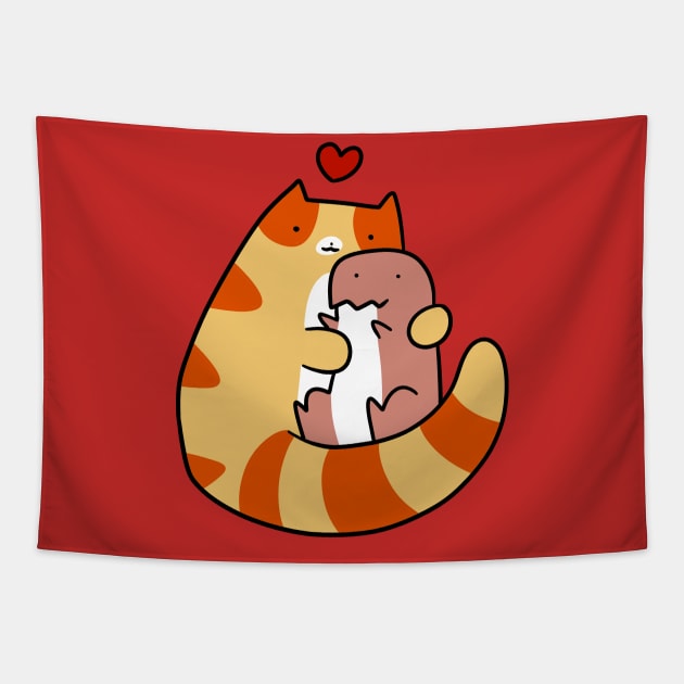 Tabby Loves T-rex - T Rex - Tapestry | TeePublic