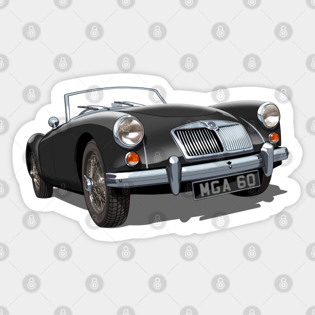MGA in black - Mga Roadster - Sticker | TeePublic