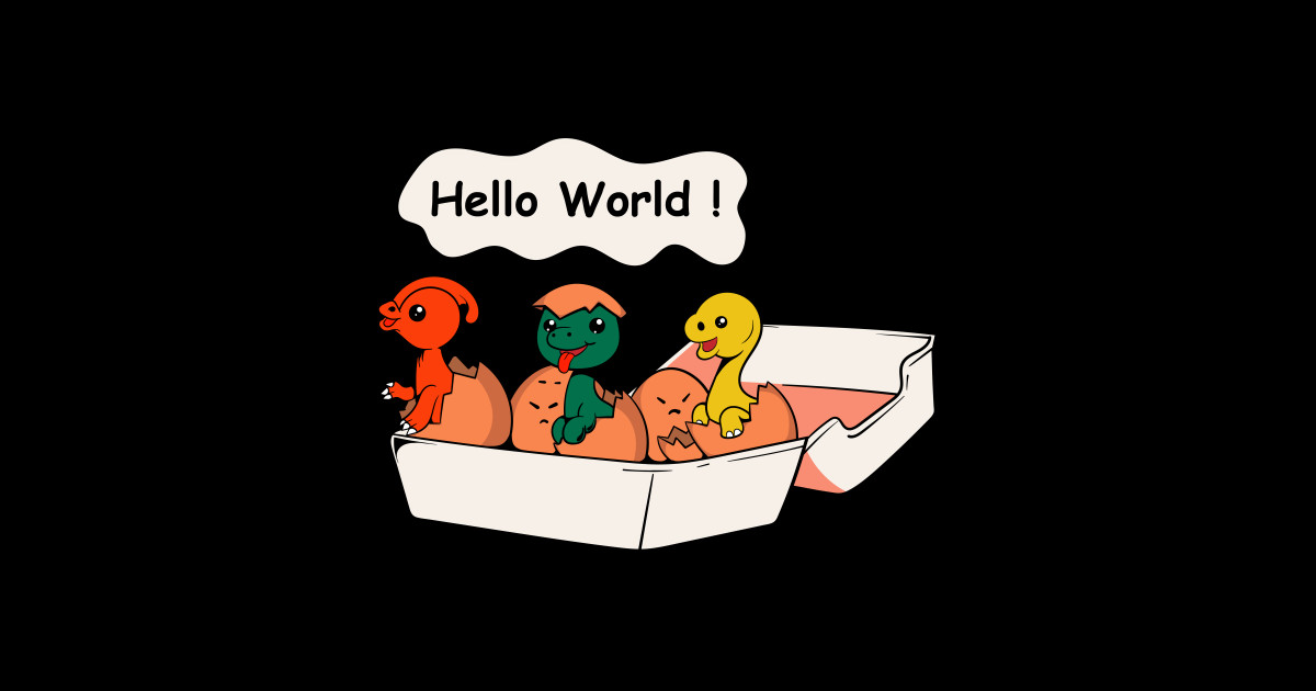 Hello World ! - Cute T Rex - Sticker | TeePublic