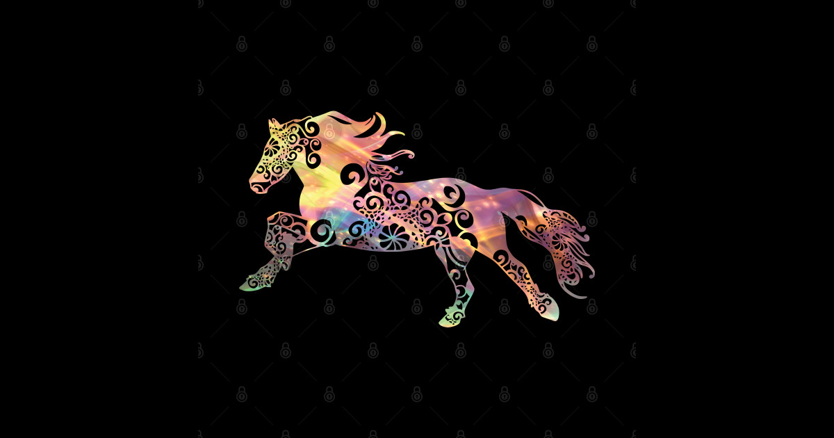 Running Horse Mandala Magical Color Light Art - Horse - Sticker | TeePublic