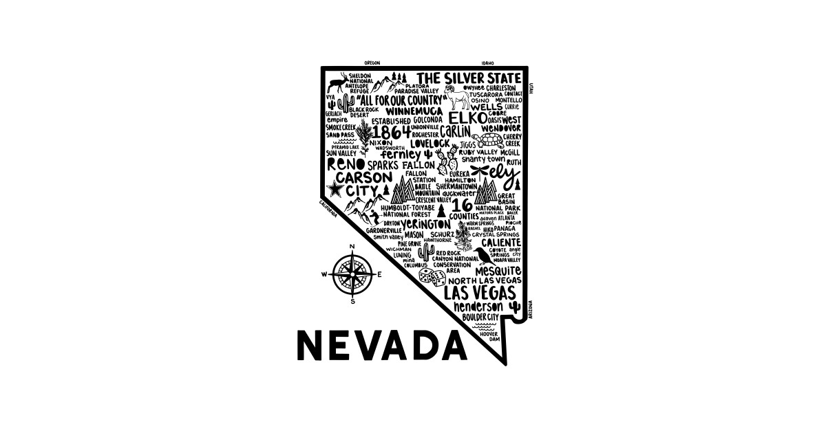 Nevada Map - Nevada - T-Shirt | TeePublic