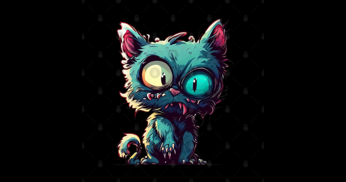 Spooky ugly cat - Spooky Cat - Sticker | TeePublic