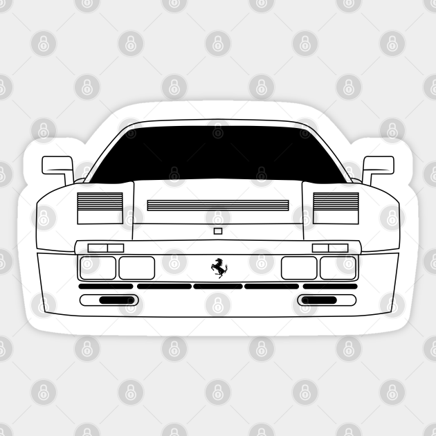 Ferrari 288 GTO Black Outline - Car - Sticker | TeePublic