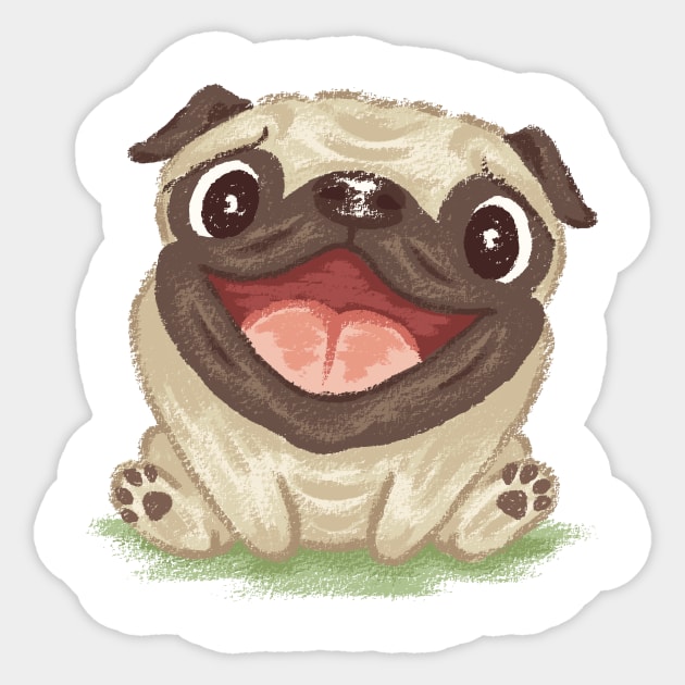 Happy pug dog - Pug - Sticker | TeePublic