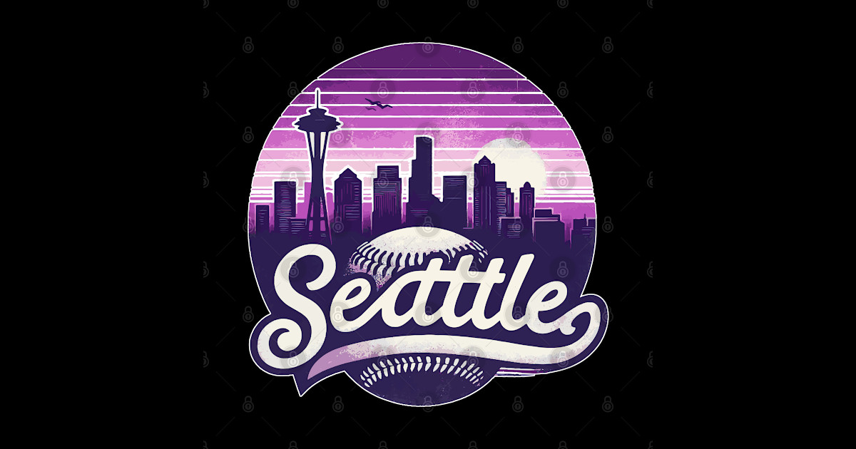 Vintage Purple Seattle City Baseball - Seattle Baseball - Posters and ...