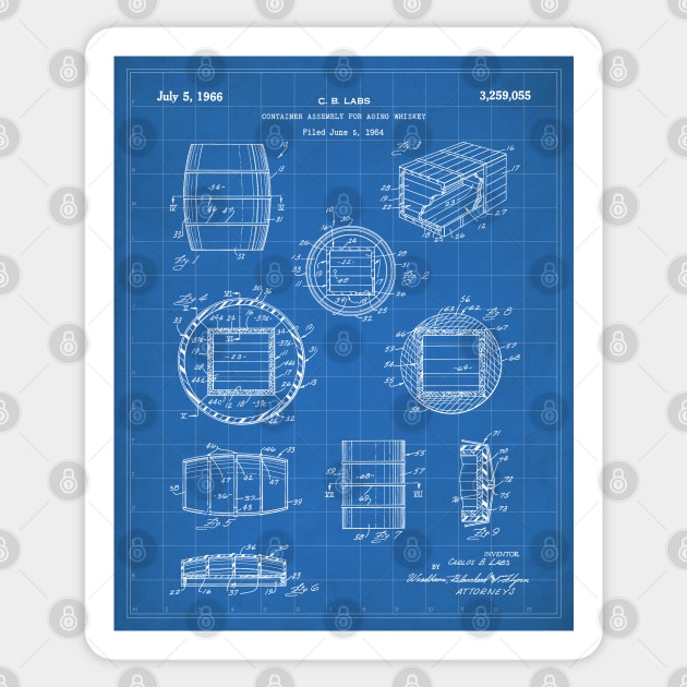 Whisky Barrel Patent - Whisky Art - Blueprint - Whisky Barrel - Sticker ...