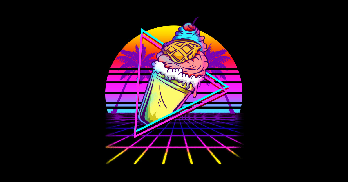Vaporwave Ice Cream Sunset - Vaporwave Aesthetic - Sticker | TeePublic