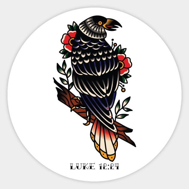 Raven American Traditional Tattoo Flash - Raven - Sticker | TeePublic
