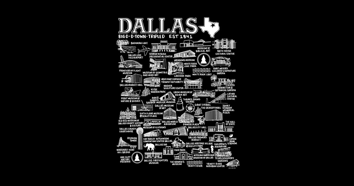 Dallas Texas Map - Dallas - Sticker | TeePublic