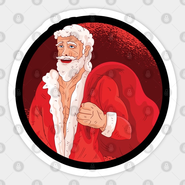 Buffed Santa with gifts - Christmas - Sticker | TeePublic