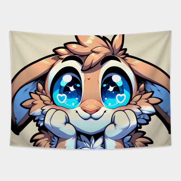 Blushing UwU Furry Anthro Bunny Rabbit Art - Furry - Tapestry | TeePublic