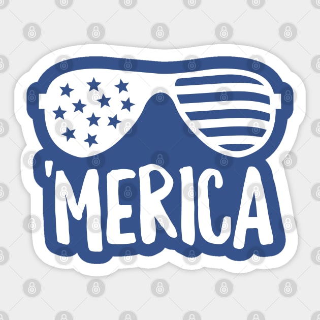Merica Shades (White) - America - Sticker | TeePublic