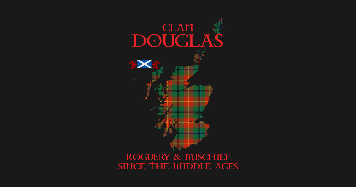 Clan Douglas of Roxburgh tartan Scotland map Saltire flag and lion ...