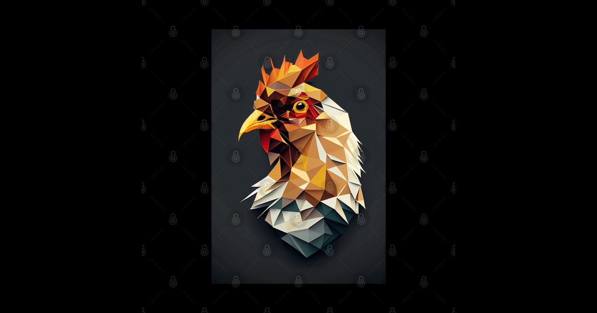 Triangle Chicken - Abstract polygon animal face staring - Animal Lover ...