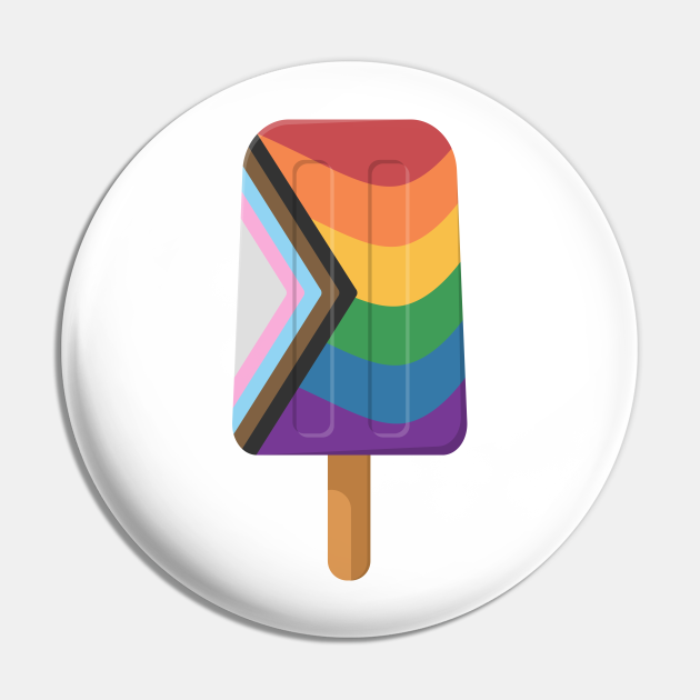 Cute Progressive Rainbow Pride Flag Popsicle - Popsicle - Pin | TeePublic