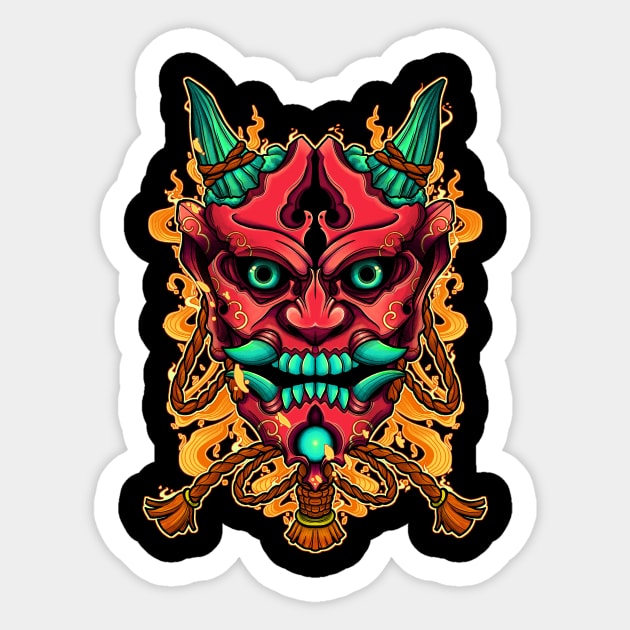 Japanese Oni demon mask - Oni Mask - Sticker | TeePublic