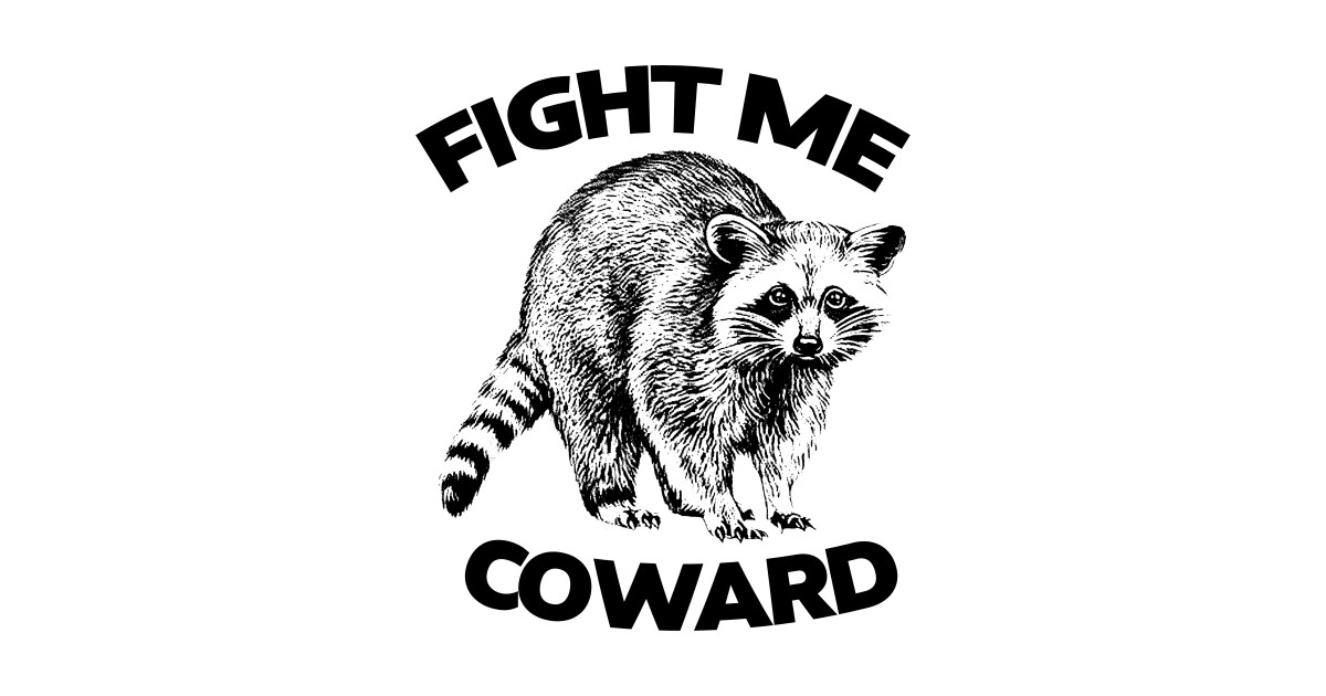 Fight Me Coward Raccoon Sticker, Meme Stickers, Raccoon Gift - Fight Me ...