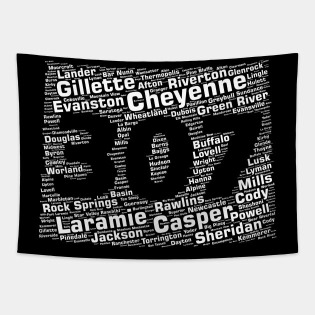 Wyoming Cities 307 Area Code - Wyoming - Tapestry | TeePublic