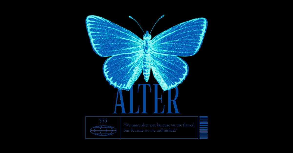 555 Alter Blue Butterfly Streetwear Design - Blue Butterfly - T-Shirt ...