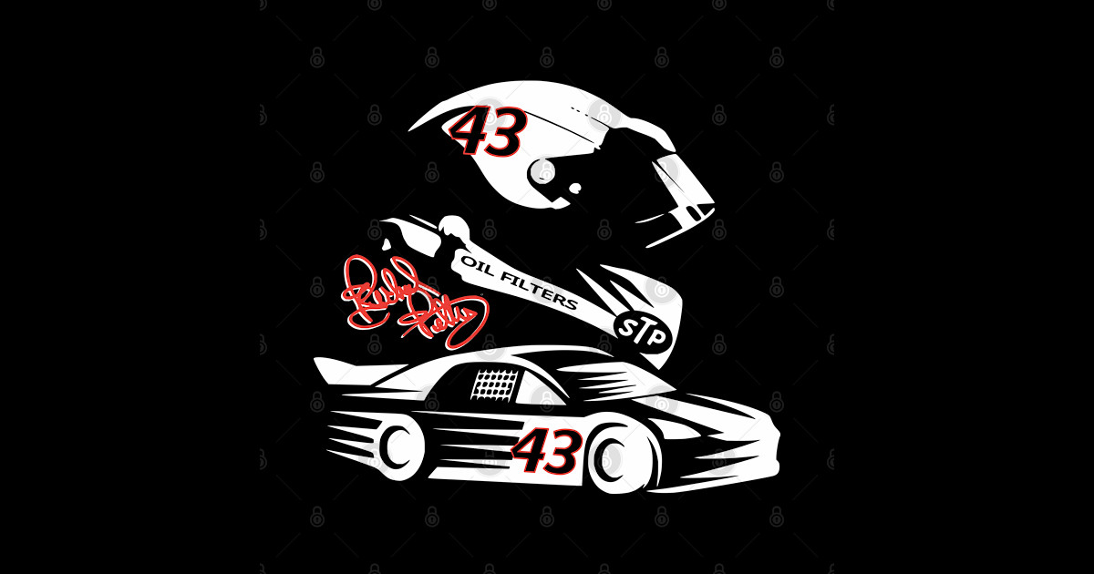 #43 Petty Signature Helmet Car - Petty - Sticker | TeePublic
