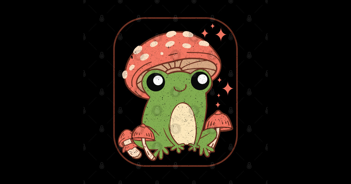 Cottagecore Frog Toadstool - Cottagecore Frog Toadstool - Sticker ...