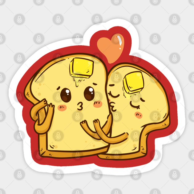 Cute Toast Couple - National Kissing Day gift - Toast - Sticker | TeePublic