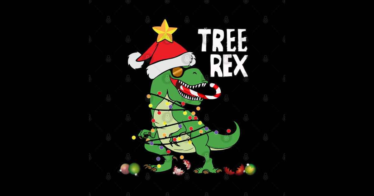 Fun Dinosaur Tree Rex T-Rex Christmas Gift - Tree Rex - Sticker | TeePublic