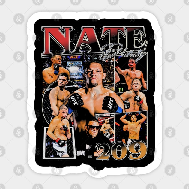 Nate Diaz Retro Collage - Nate Diaz - Sticker | TeePublic
