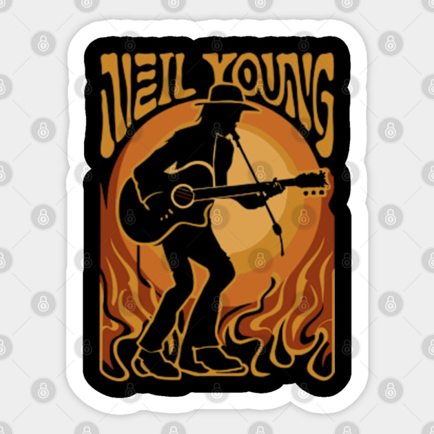 Neil Young - Retro Color - Neil Young - Sticker | TeePublic