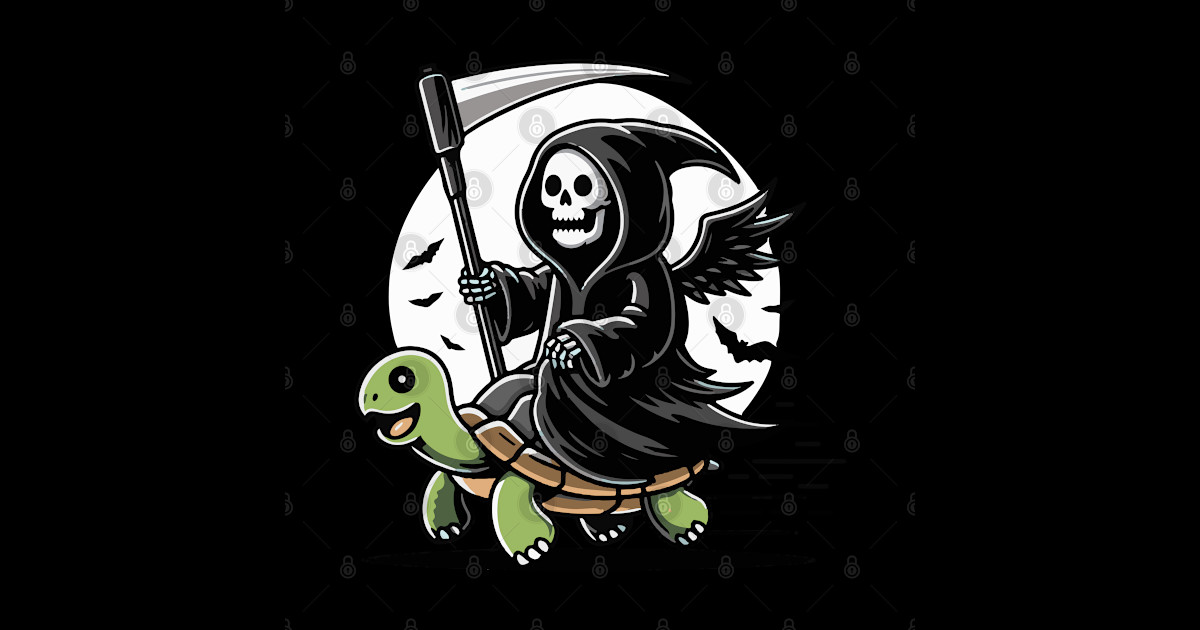 Grim reaper ride turtle - Turtle - Sticker | TeePublic