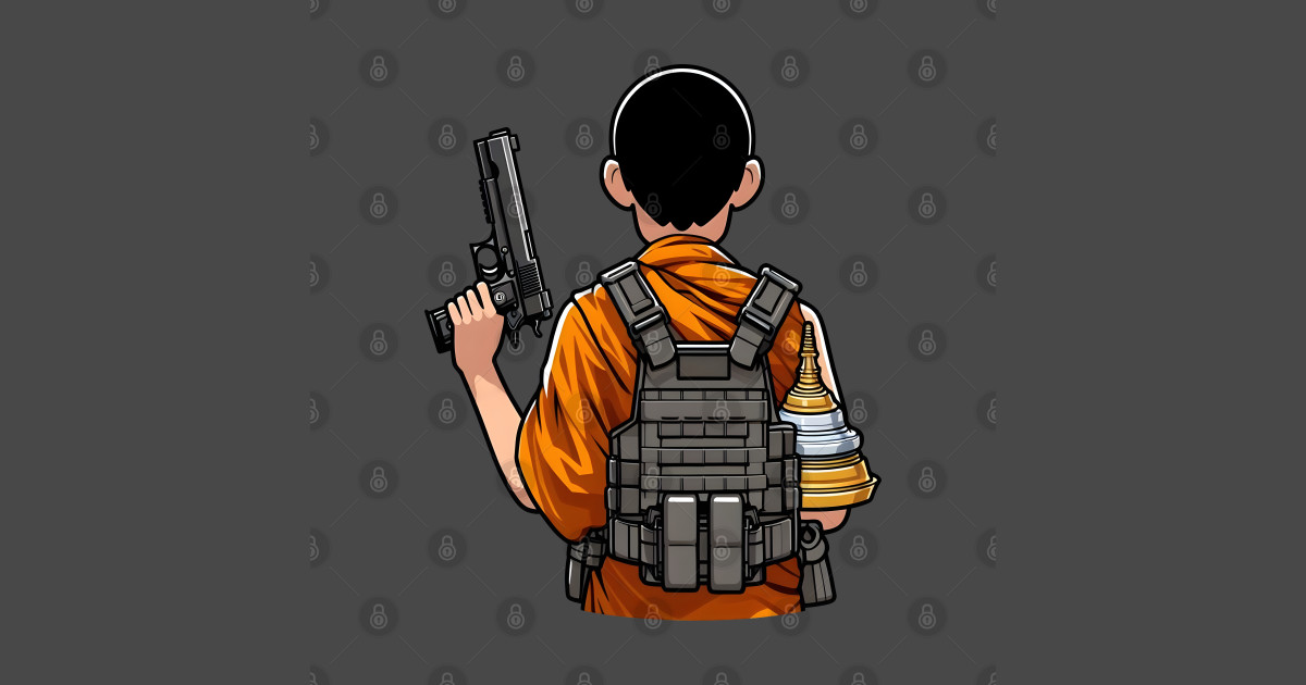 Tactical Monk - Buddha - T-Shirt | TeePublic