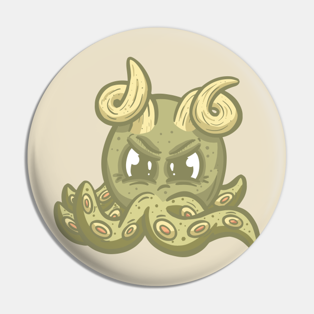 Grumpy Kawaii Octopus Cute Cartoon Character - Kawaii Octopus - Pin ...