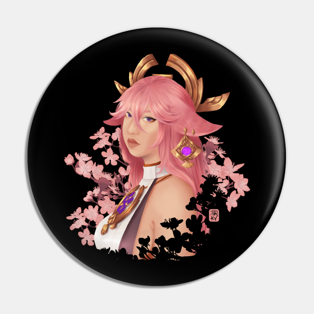 Yae Miko, Genshin Impact - Genshin Impact - Pin | TeePublic