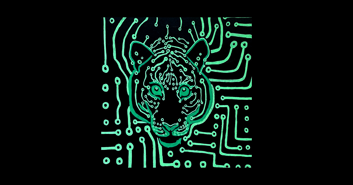 Circuit Board Tiger - Tiger - Sticker | TeePublic