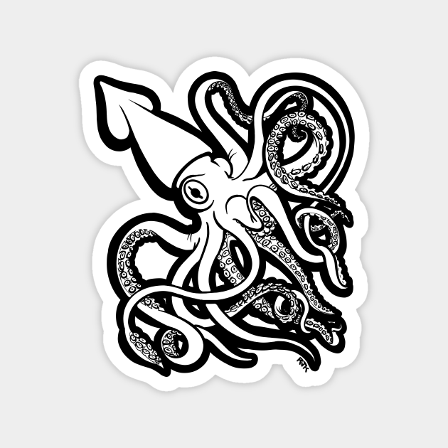 Giant Squid Architeuthis Black Outline - Giant Squid - Magnet | TeePublic