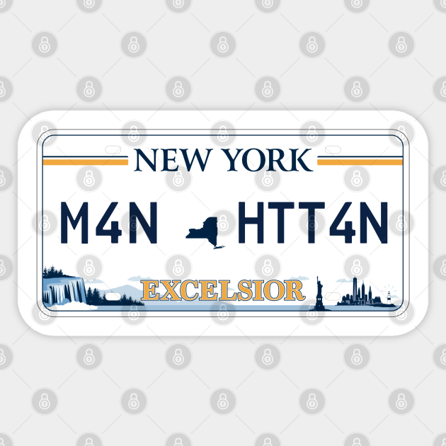 Manhattan car license plate - Manhattan - Sticker | TeePublic