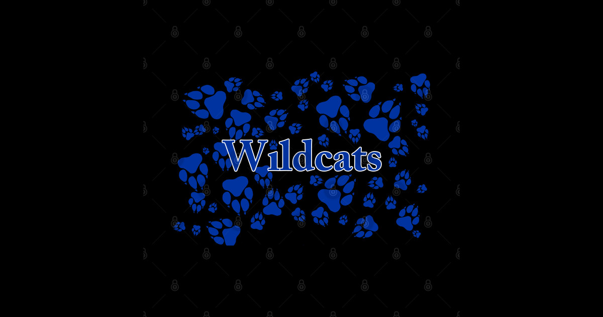 Wildcats Paw Prints Pattern Blue On White Digital Design Wildcats