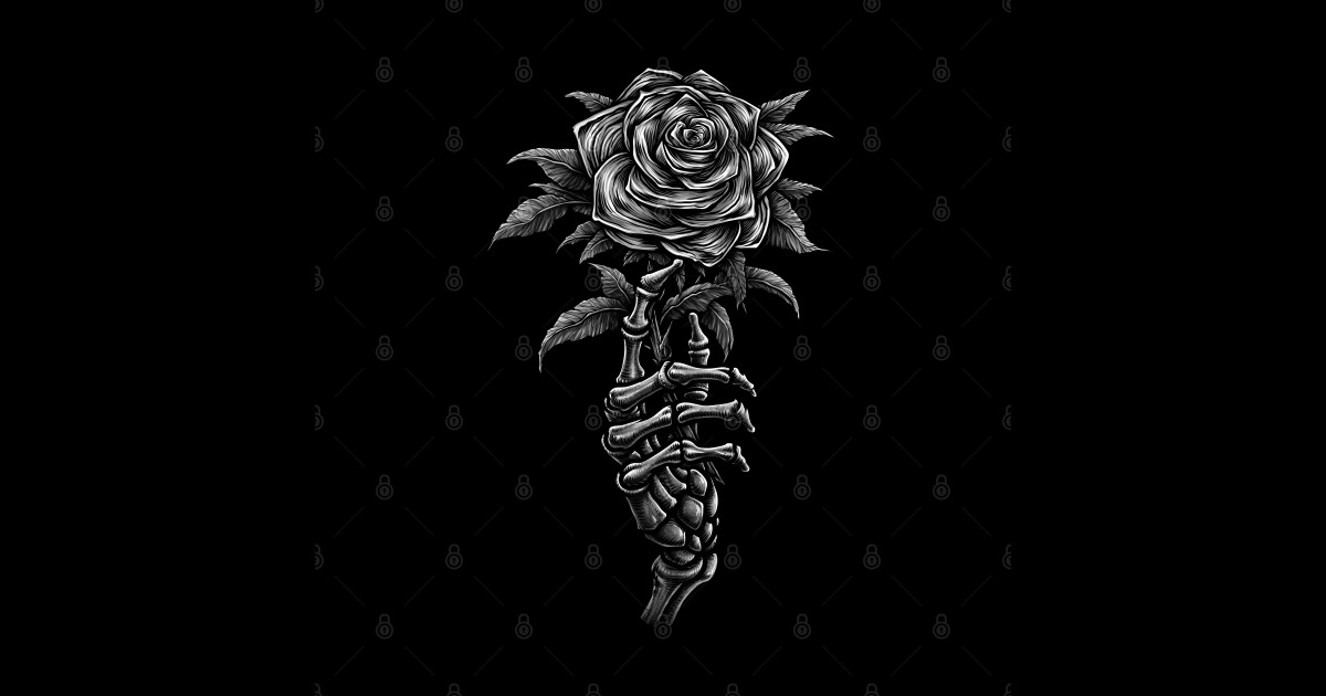Vintage skeleton hand holding rose - Skeleton Hand - Sticker | TeePublic