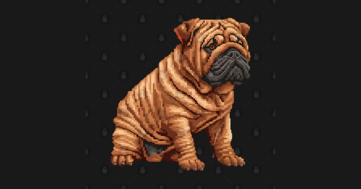16-bit Pixel Art Chinese Shar-Pei - Chinese Shar Pei - T-Shirt | TeePublic