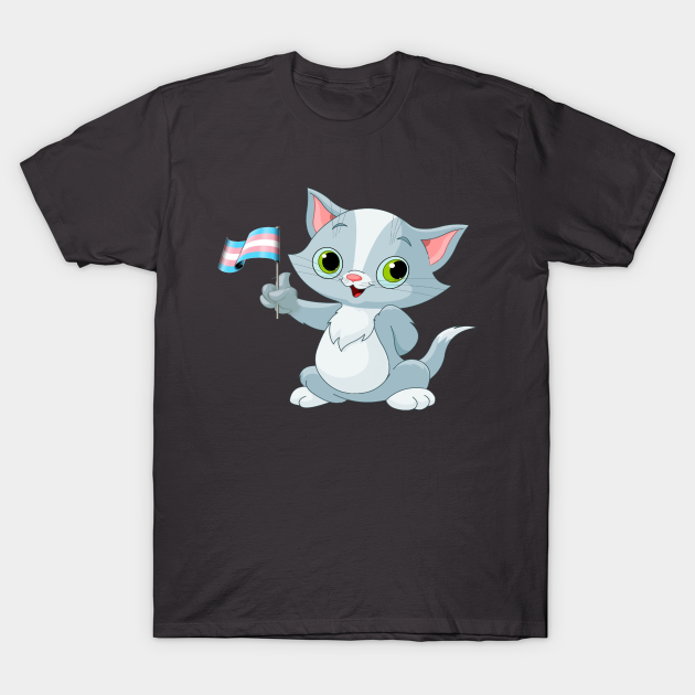 Cat Holding Transgender Flag - Transgender - T-Shirt | TeePublic