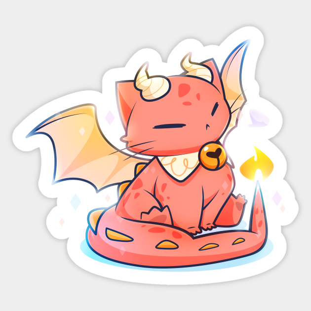 Fire Dragon Cat - Dragon - Sticker | TeePublic