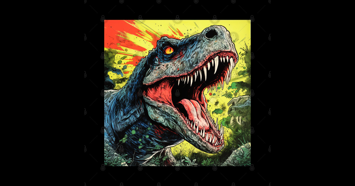Tyrannosaurus Rex in Vintage & Retro Comics Cartoon - Dinosaur Art ...