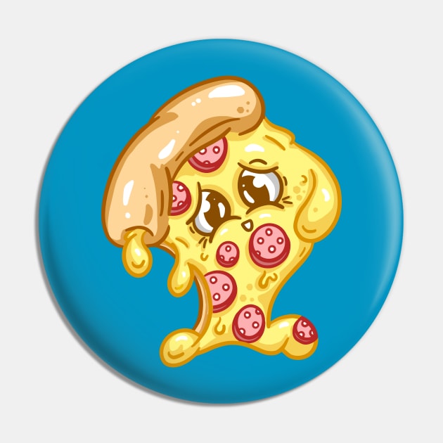 Cute Pizza Character Kawaii Slice Pepperoni Cartoon Illustration ...