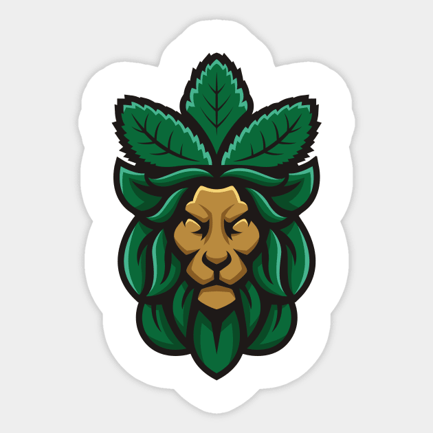 lion with leaf - Lion - Sticker | TeePublic