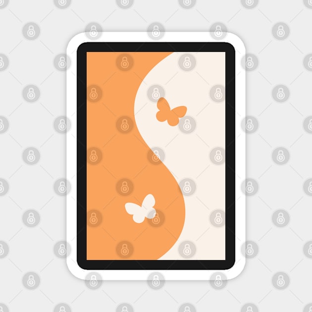 Yin Yang Butterfly Orange and Beige Aesthetic - Yin - Magnet | TeePublic